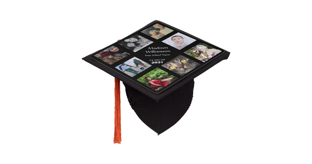 Custom Photo Collage Personalized Name School Year Graduation Cap ...