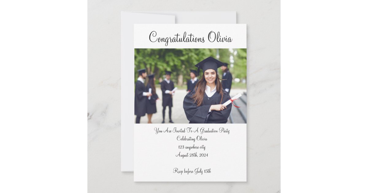 CUSTOM PHOTO GRADUATION 2024 INVITATION | Zazzle