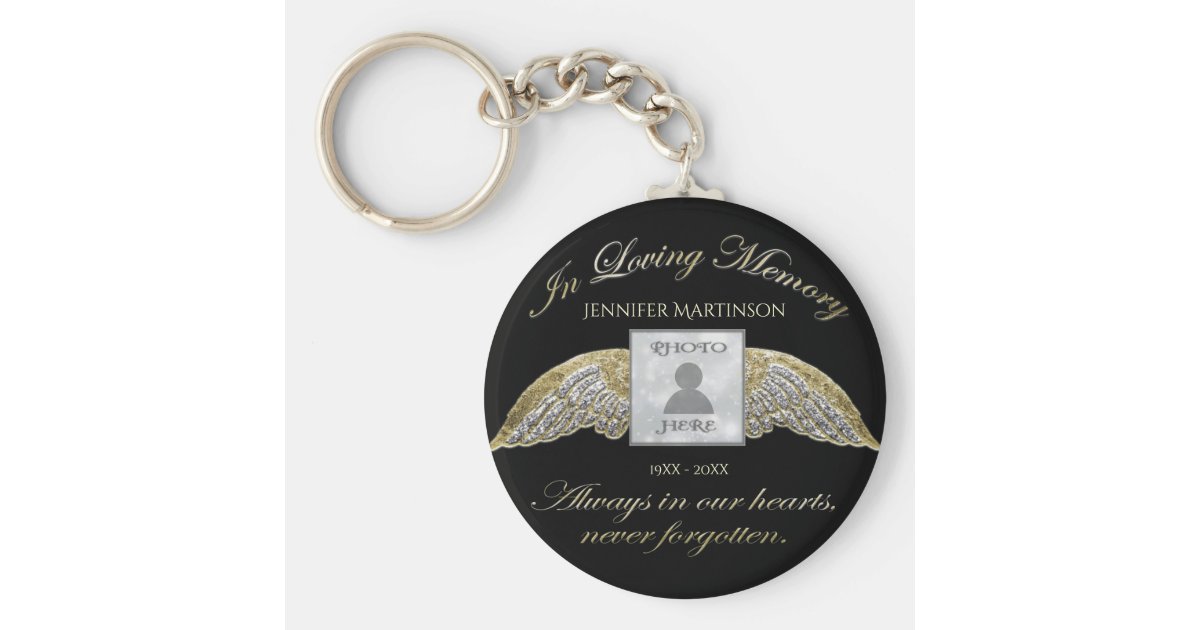 Custom Photo Memorial In Loving Memory Keychain | Zazzle