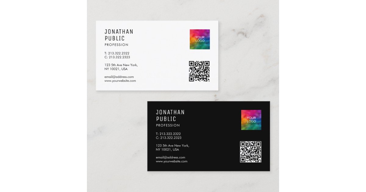 Custom QR Code Logo Modern Elegant Simple Template Business Card | Zazzle