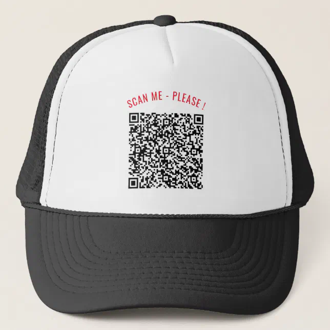Custom QR Code Scan Info Your Design Trucker Hat | Zazzle