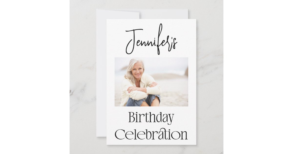 Custom Script Modern Photo Birthday Party Invitation | Zazzle
