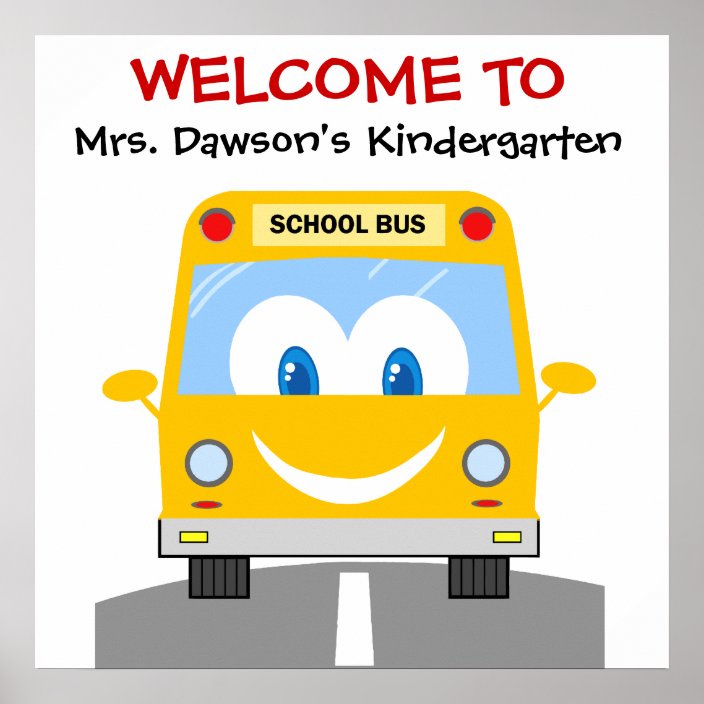 Custom Smiling Yellow Bus School Welcome Poster | Zazzle.ca