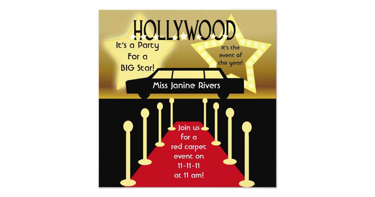 Customized Hollywood Glamour Birthday Invitation | Zazzle.ca