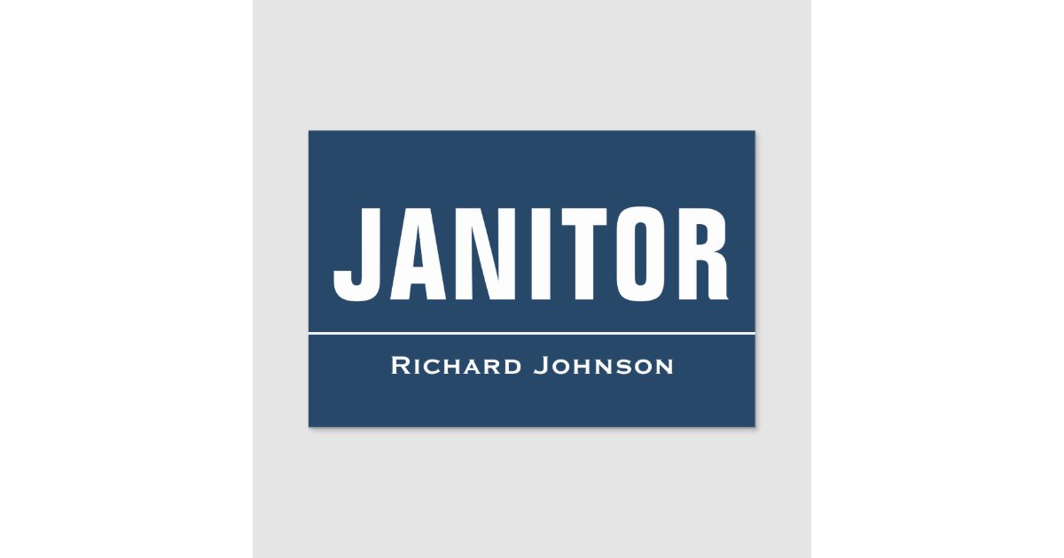 Customized Name Janitor Name Tag | Zazzle
