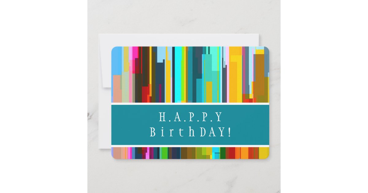 Customized Wish, Modern Abstract Art Birthday Card | Zazzle