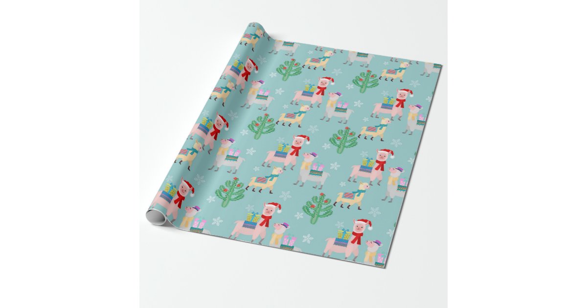 Cute Alpaca Christmas Pattern Wrapping Paper | Zazzle