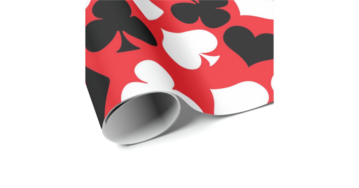 Cute Casino card suit pattern party wrap Wrapping Paper | Zazzle