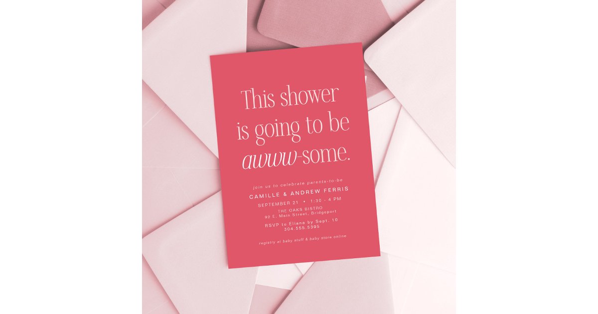 Cute clever awesome pink baby shower invitation | Zazzle