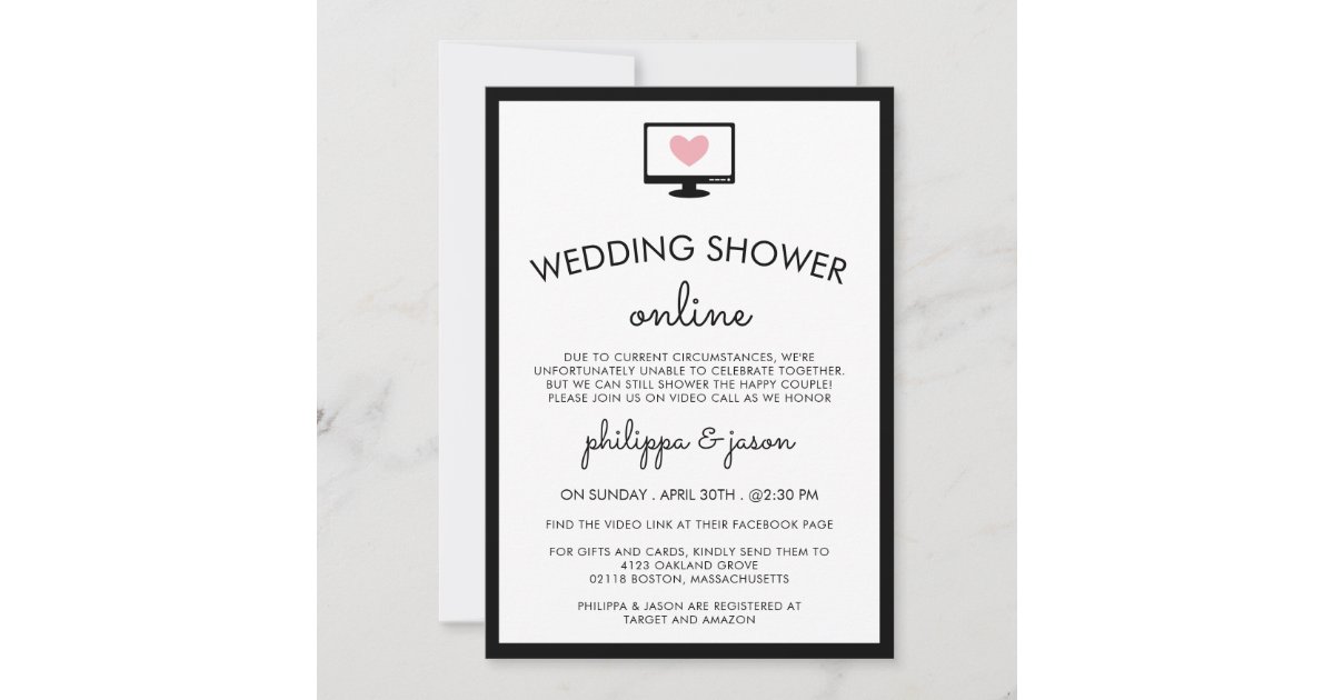 Cute Computer Virtual Couple's Wedding Shower Invitation | Zazzle