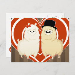 Cute Fancy Alpaca Couple with Postcard | Zazzle