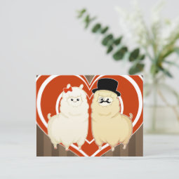 Cute Fancy Alpaca Couple with Postcard | Zazzle