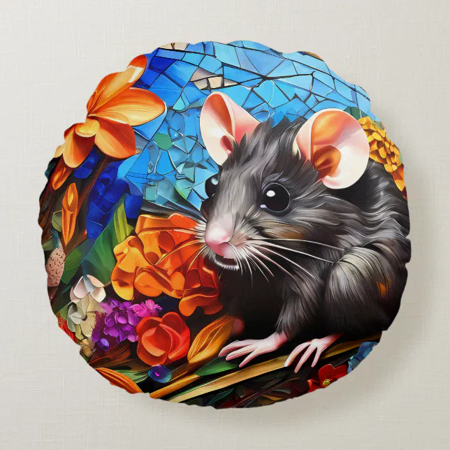Cute Funny Mosaic Mice cushion pillows | Zazzle