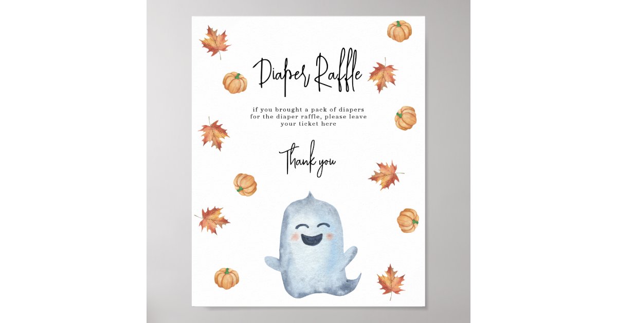 Cute ghost - Diaper Raffle game Poster | Zazzle