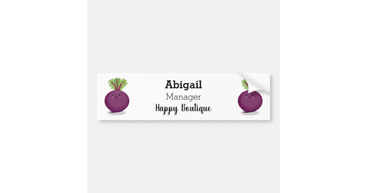 Cute happy beet root kitchen cartoon illustration bumper sticker | Zazzle