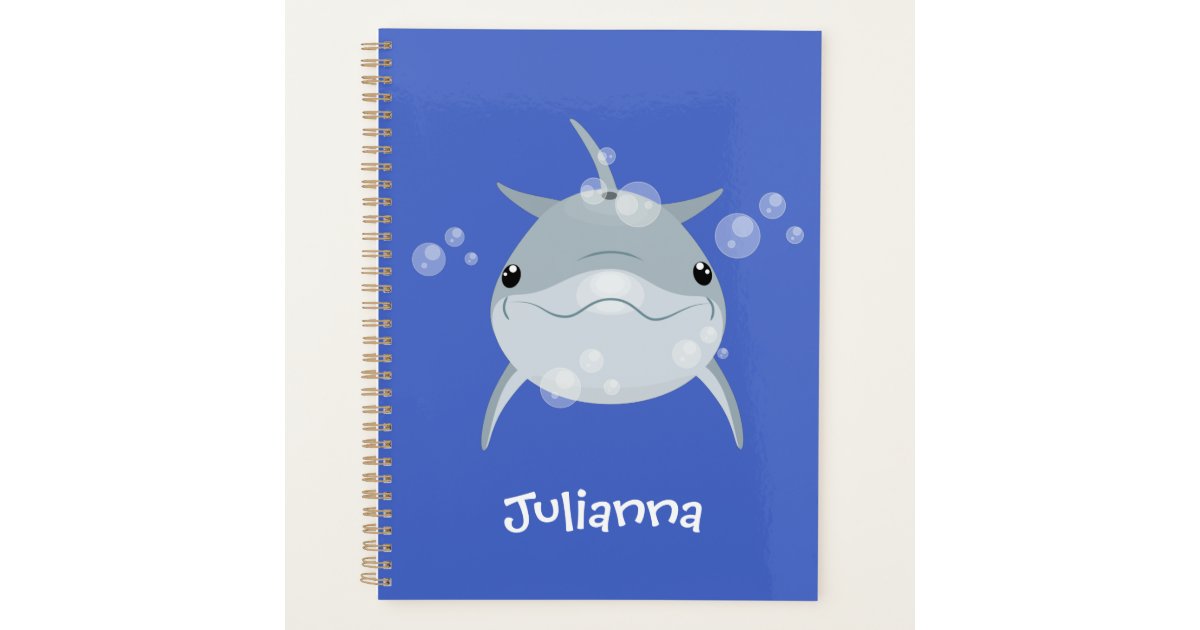 Cute happy kawaii dolphin cartoon planner | Zazzle