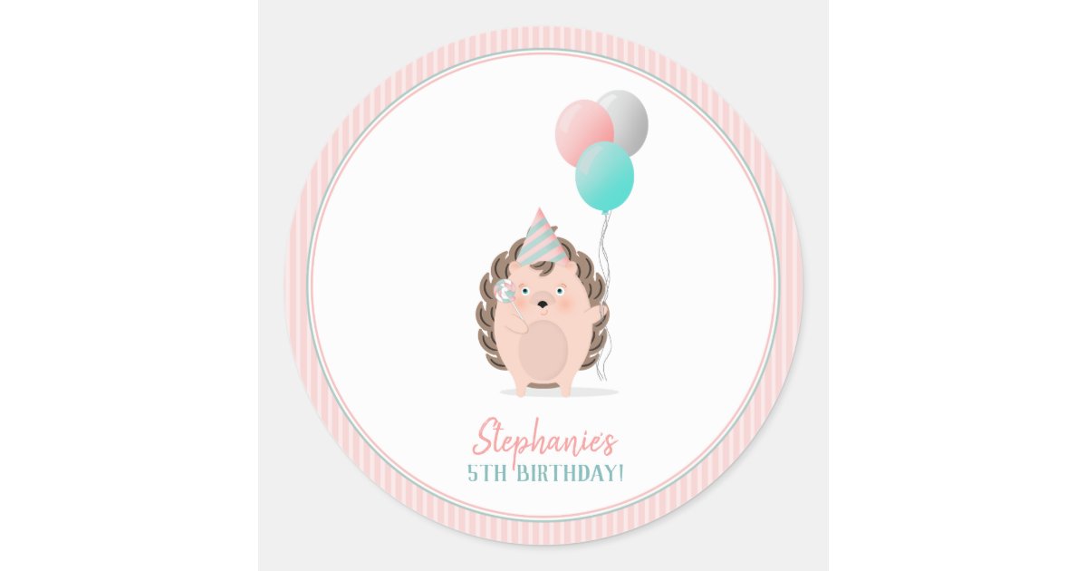 Cute Hedgehog Birthday Classic Round Sticker | Zazzle