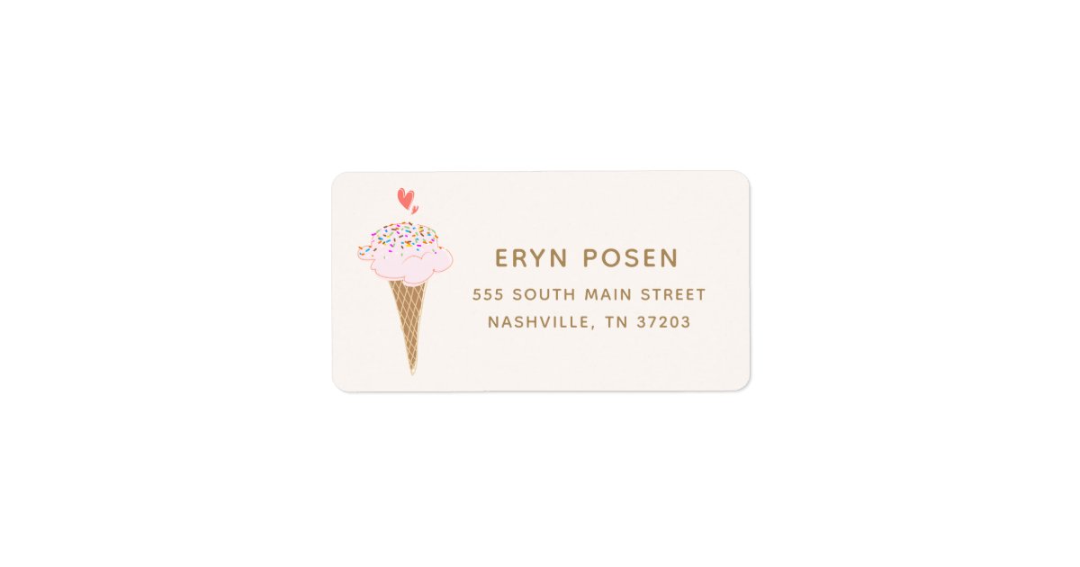 Cute Ice Cream Cone Label | Zazzle