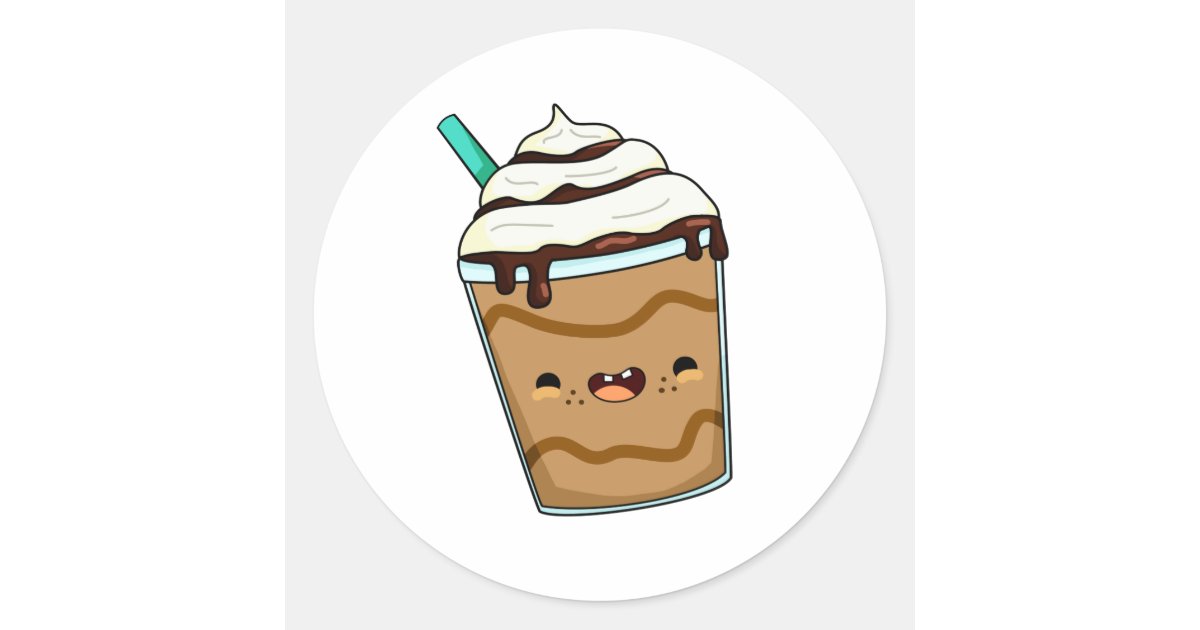 Cute Kawaii Frappuccino Classic Round Sticker | Zazzle