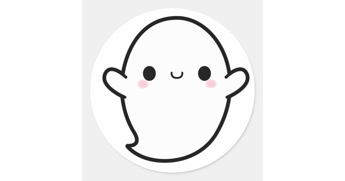 Cute Kawaii Ghost Halloween Classic Round Sticker Zazzle