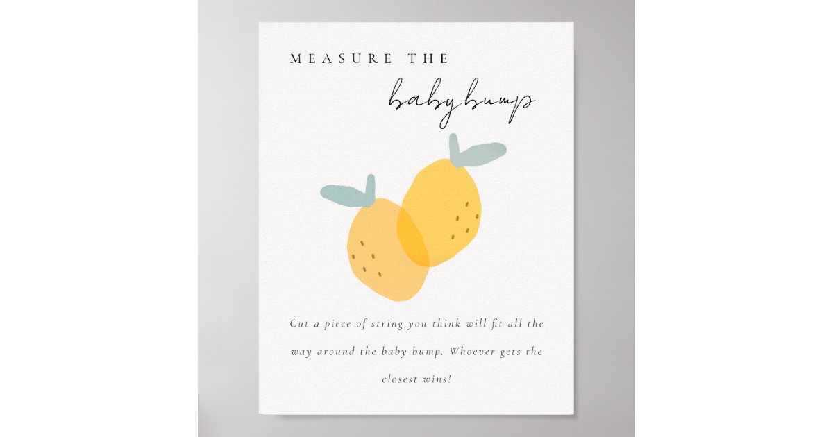 Cute Lemon Citrus Measure The Baby Bump Game Poster | Zazzle