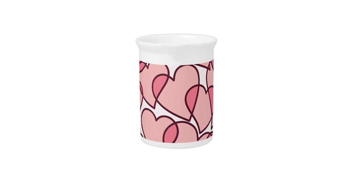 Cute Modern Pink Hearts pattern Pitcher | Zazzle