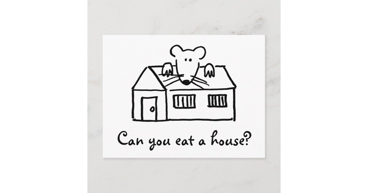 Cute Mouse On House Art for Kids Postcard | Zazzle