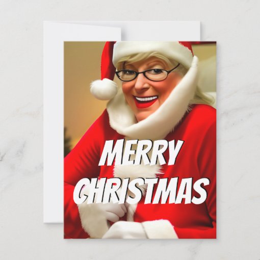 Cute Mrs. Santa Merry Christmas Message Holiday Card | Zazzle