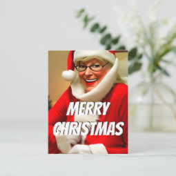 Cute Mrs. Santa Merry Christmas Message Holiday Card | Zazzle