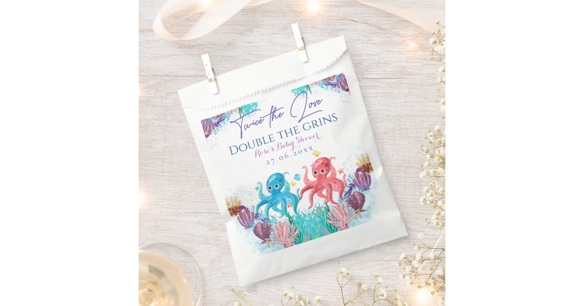 Cute Ocean Sea Twin Octopus Baby Shower Party Favour Bag | Zazzle