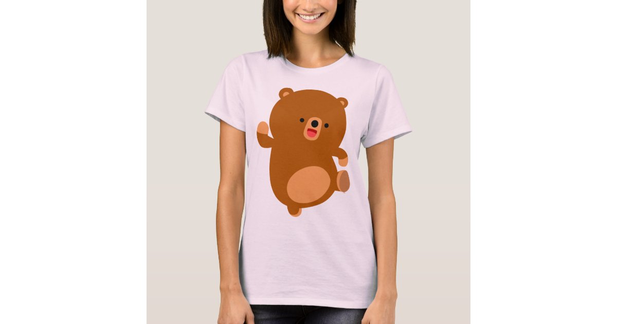 Cute Perky Cartoon Bear Women T-Shirt | Zazzle