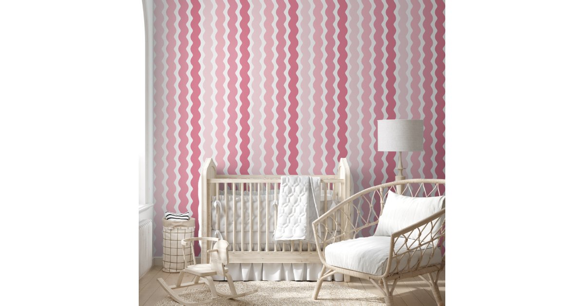 Cute Pink Ombre Ric Rac Vertical Striped Pattern Wallpaper | Zazzle
