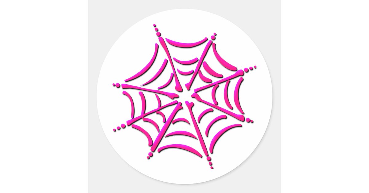 Cute Pink Spider Web Classic Round Sticker | Zazzle