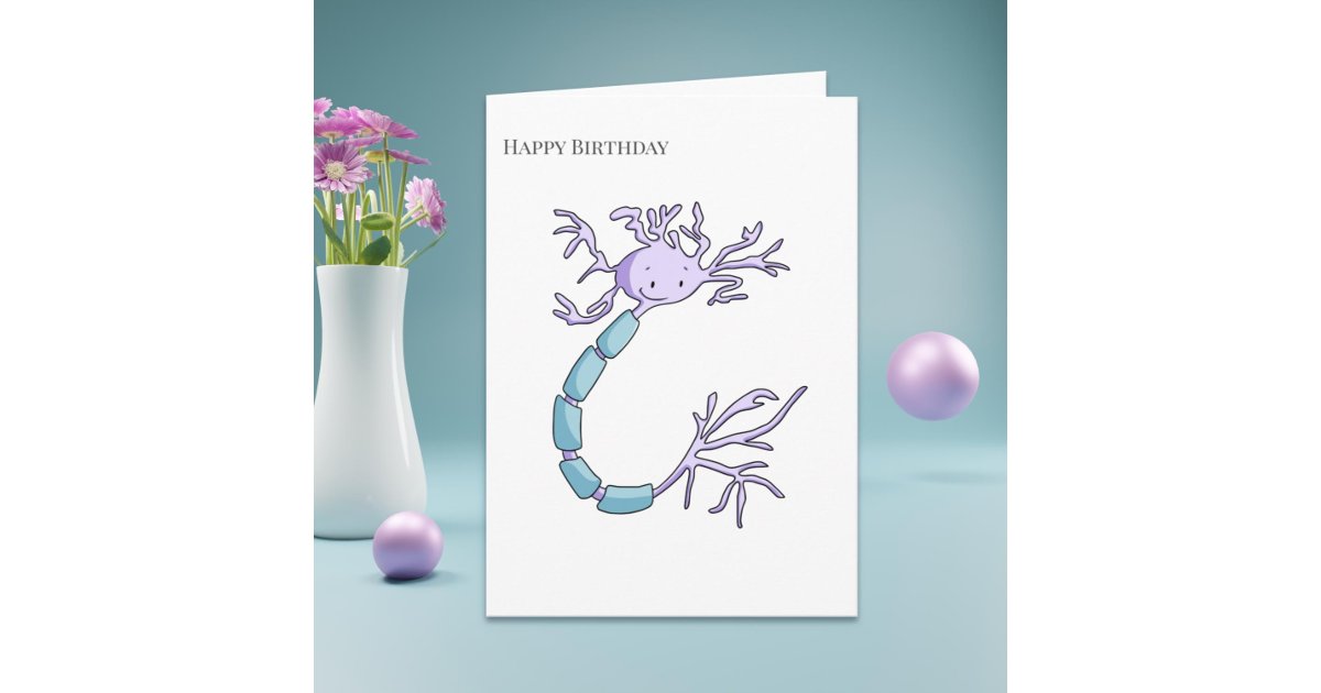 Cute Purple Neuron Myelin Sheath Happy Birthday Card | Zazzle