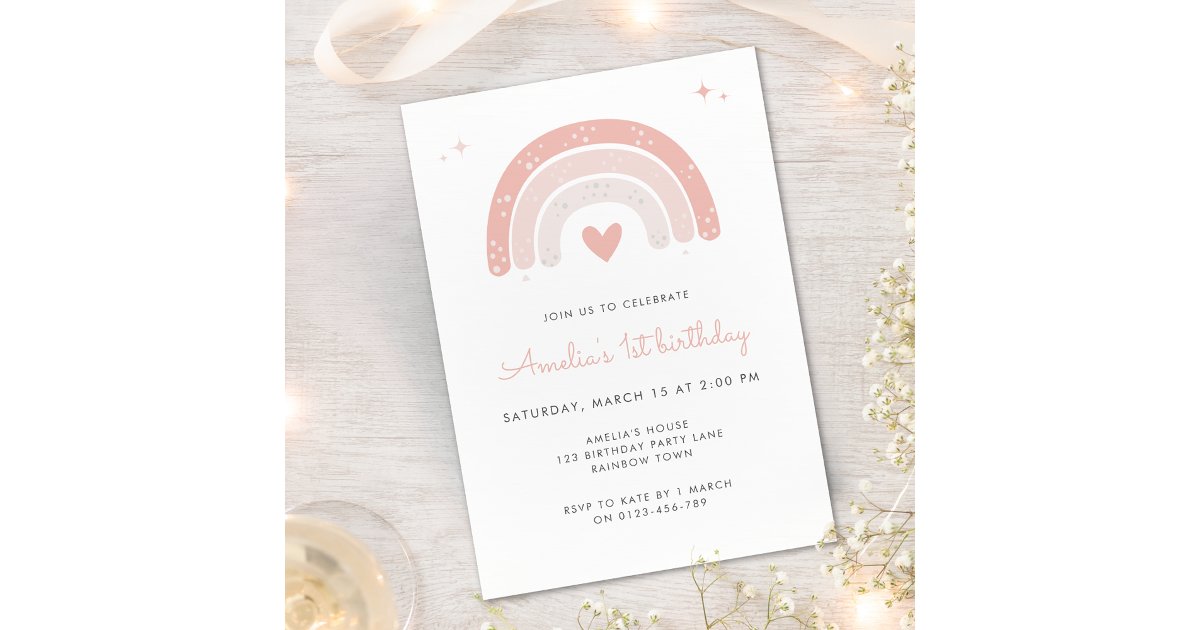 Cute Rainbow Watercolor 1st Birthday Invitation | Zazzle