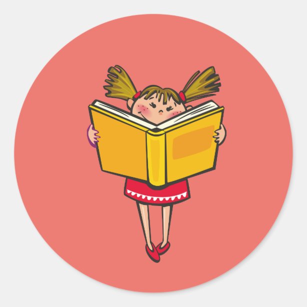 Girl Reading Stickers | Zazzle CA