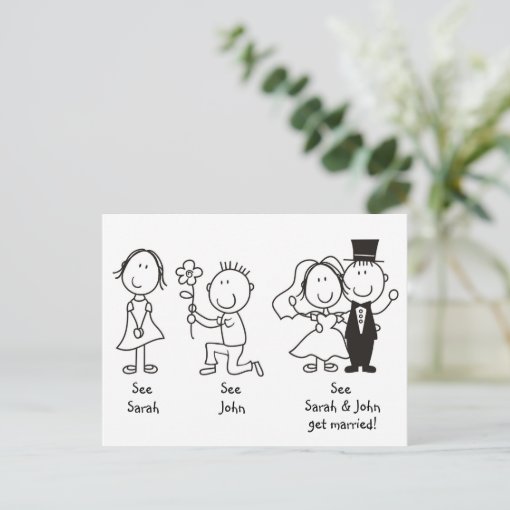 Cute Stick Figures Save the Date Postcards | Zazzle