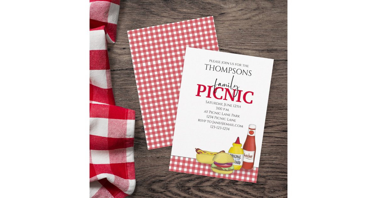 Cute Summer Picnic Trendy Cookout Whimsical Invitation | Zazzle