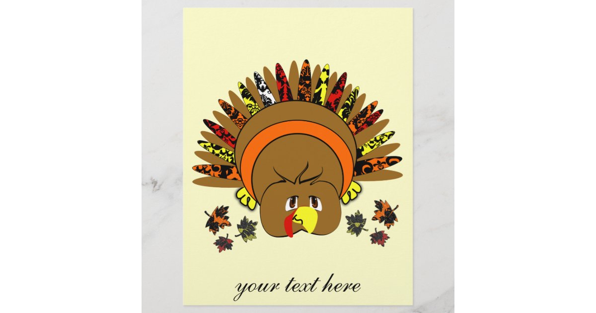 Cute Turkey Thanksgiving Flyer Choose Background | Zazzle