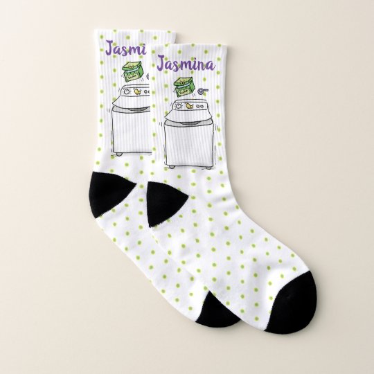 Cute washing machine laundry cartoon illustration socks | Zazzle.ca