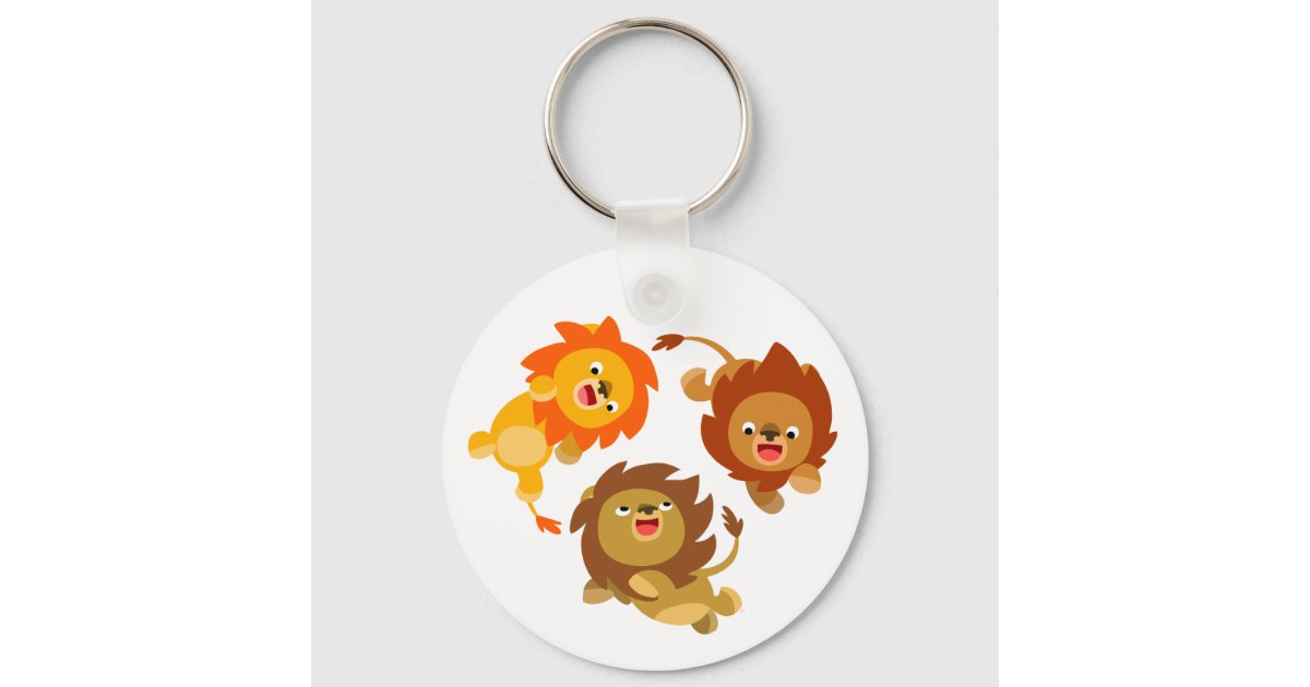 Cute Weightless Cartoon Lions Keychain | Zazzle