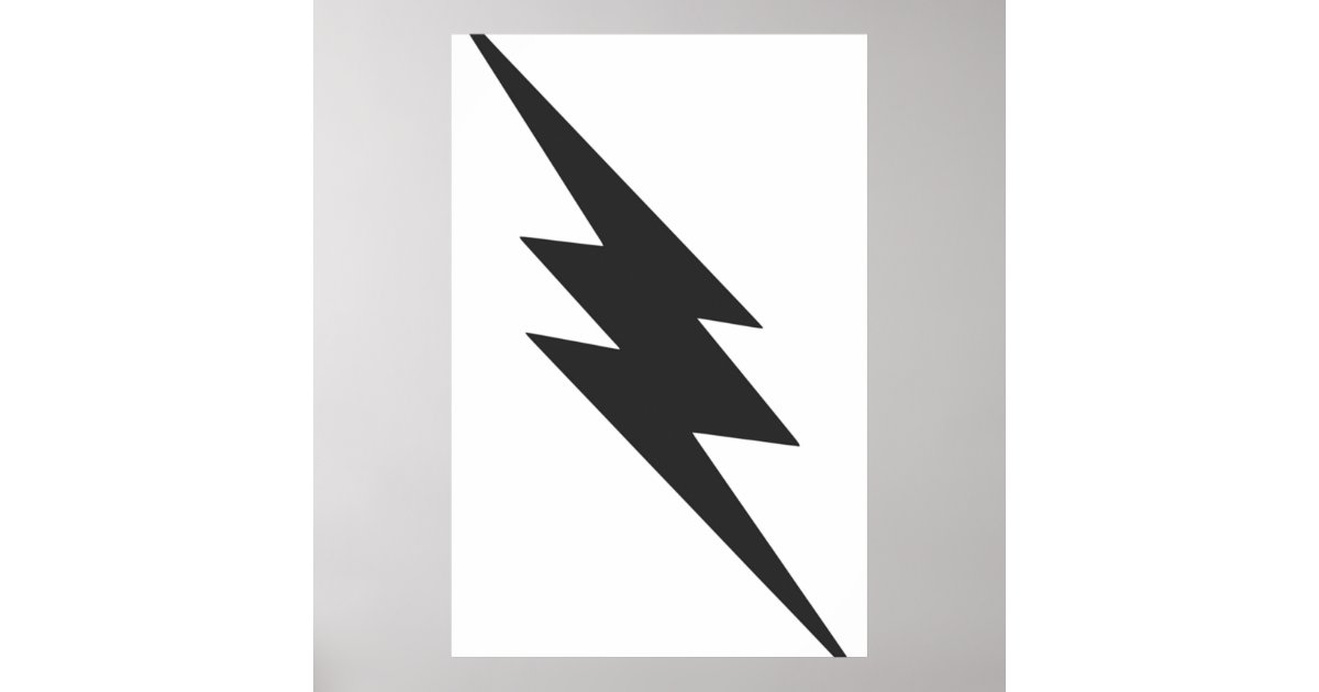 Dark Grey Lightning Bolt Poster | Zazzle