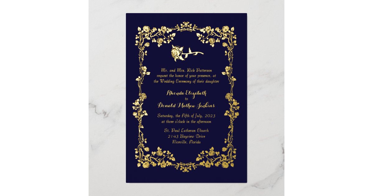 Dark Regency Blue Ornate Rose Border | Zazzle