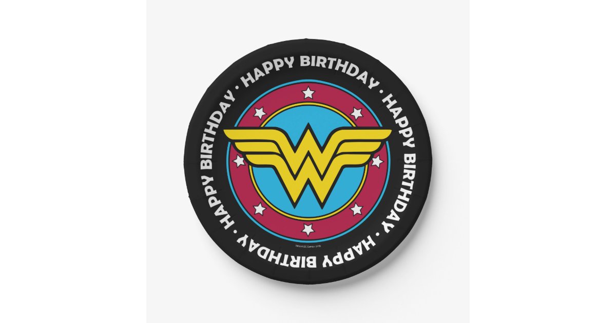 DC Comics | Wonder Woman Circle & Stars Logo Paper Plate | Zazzle