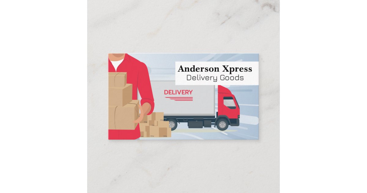 Delivery Truck and Courier with Boxes Business Card | Zazzle