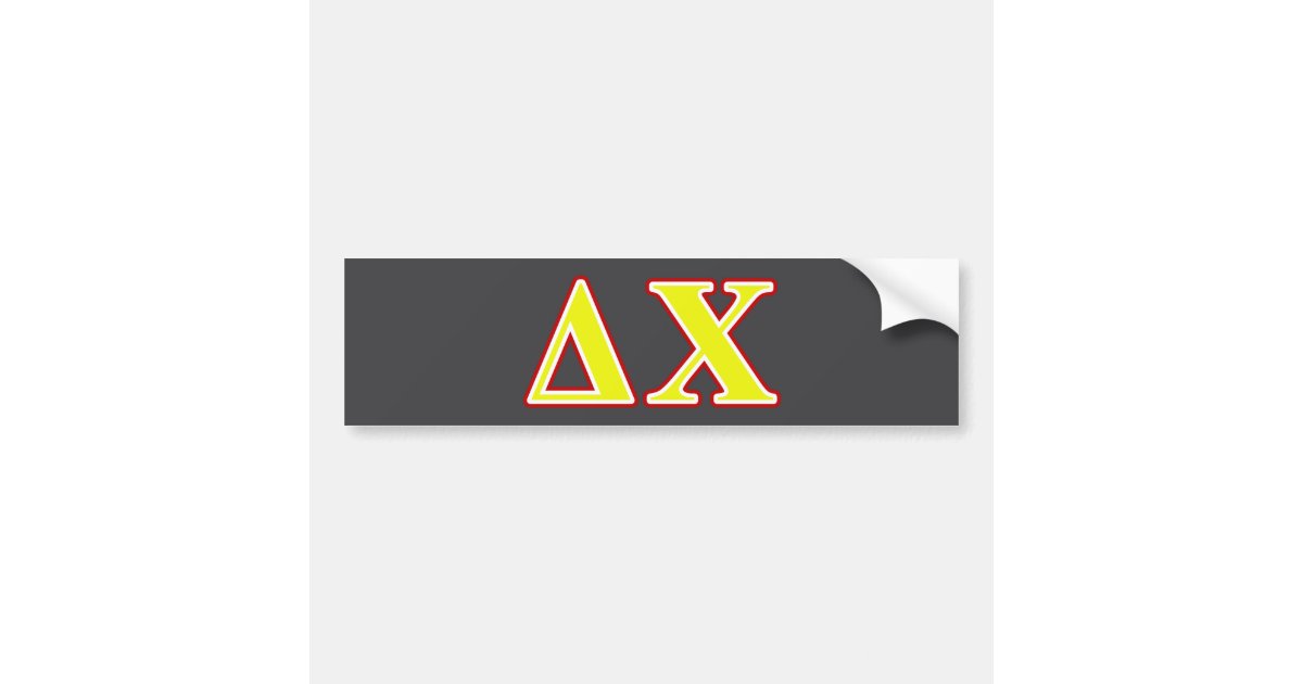 Delta Chi Red and Yellow Letters Bumper Sticker | Zazzle