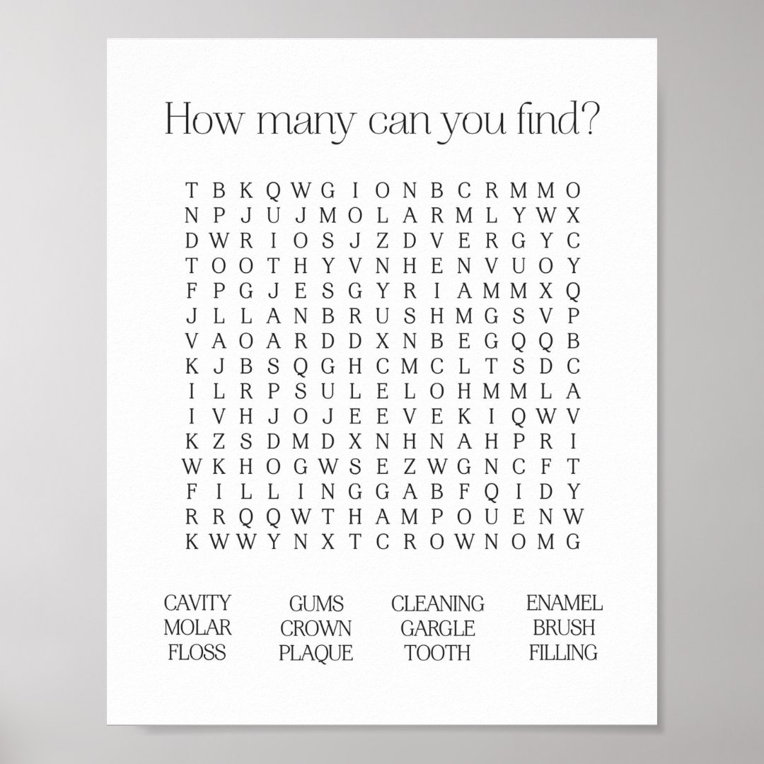 Free Printable Dental Word Search - Word Search Maker