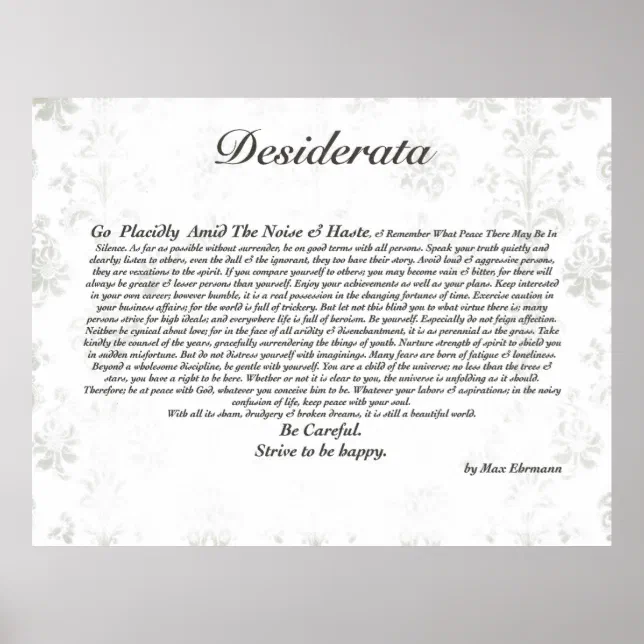 DESIDERATA Poster Art Print | Zazzle