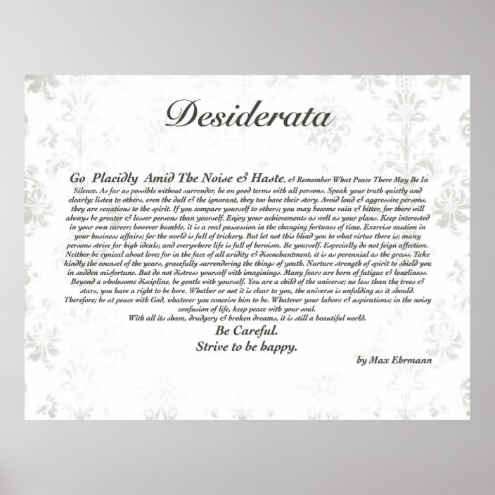 DESIDERATA Poster Art Print | Zazzle.ca