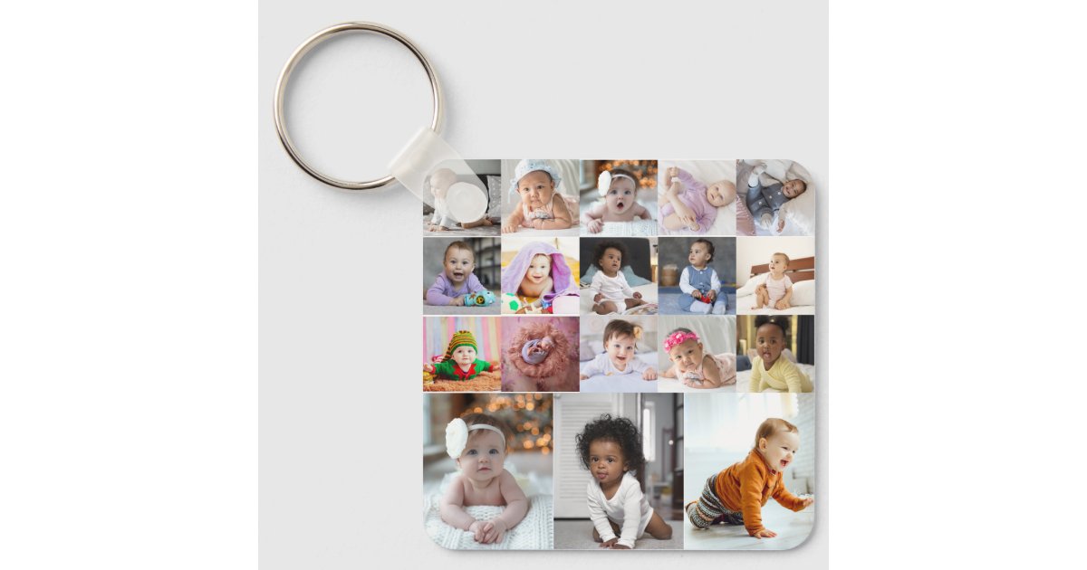 Design Your Own 18 Photo Collage Keychain | Zazzle